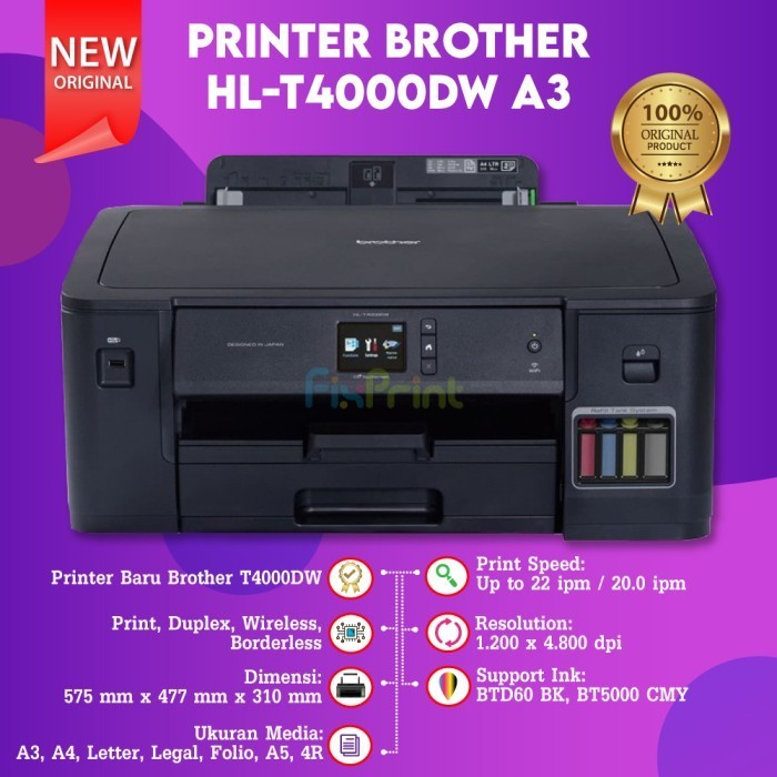 Jual BROTHER HL T4000DW Printer A3 T4000 DW Duplex+WiFi GARANSI RESMI ...