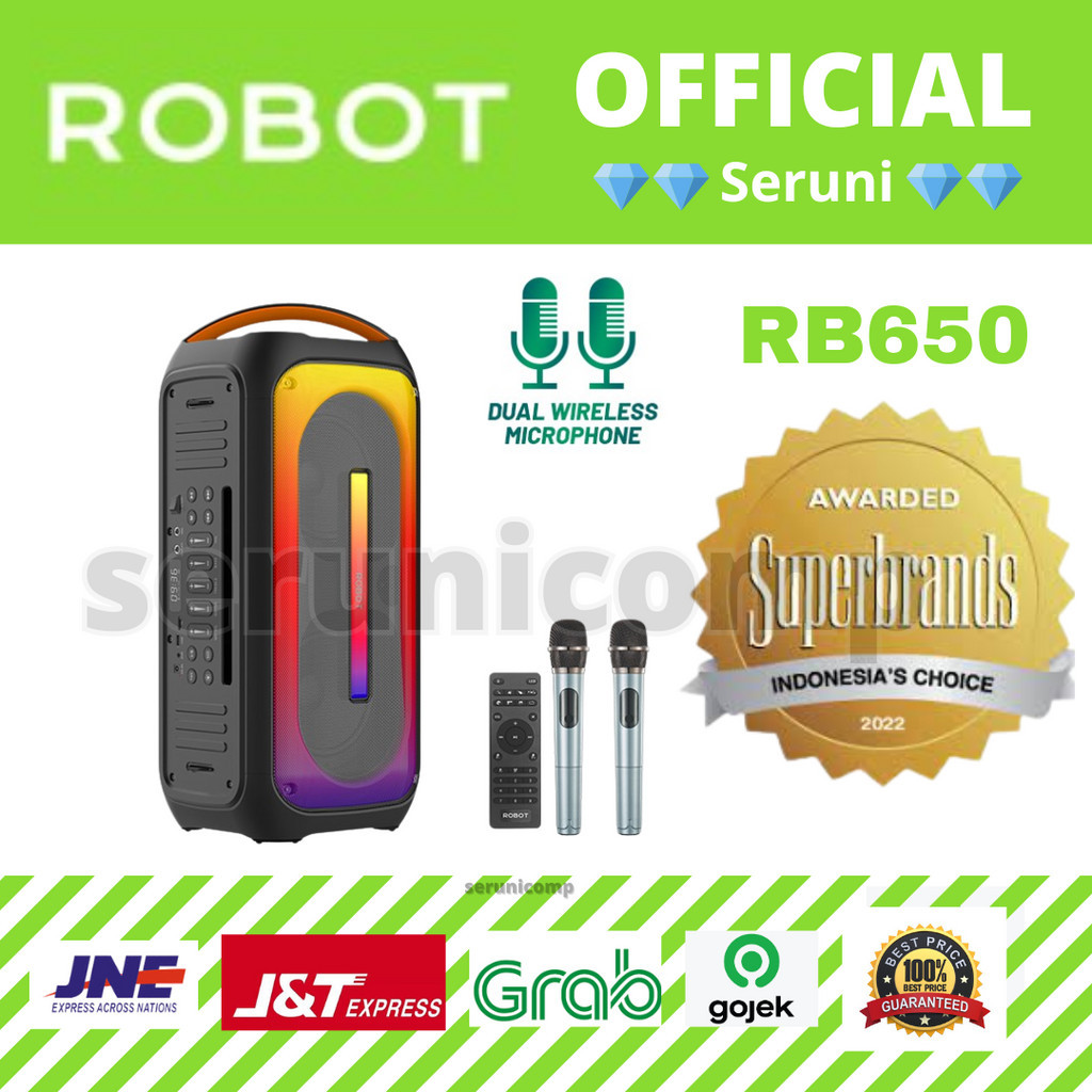 Jual ROBOT RB650 Karaoke Speaker RGB Daya 50W Bluetooth 5.0 TF USB 3 ...