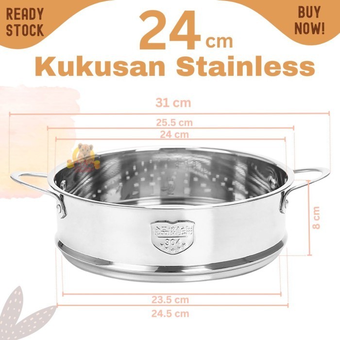 Jual Kukusan 24cm stainless 304 Steamer Alat Kukus cocok untuk semua panci | Shopee Indonesia