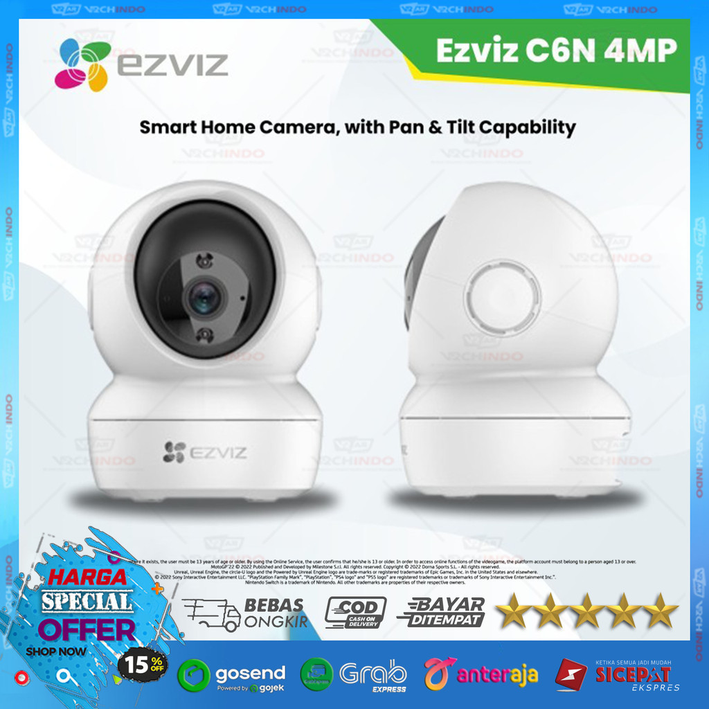 Jual CCTV EZVIZ C6N 2MP 1080p / 4MP 2K | Wireless PTZ Rotate, Night ...