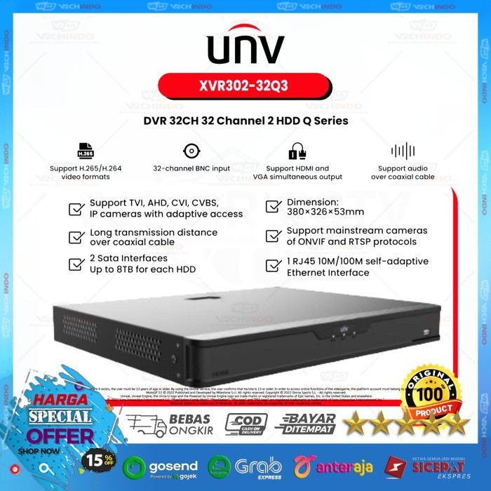 Jual XVR UNIVIEW XVR302-32Q3 DVR 32CH 32 Channel | XVR302-32Q3 2 HDD Q ...