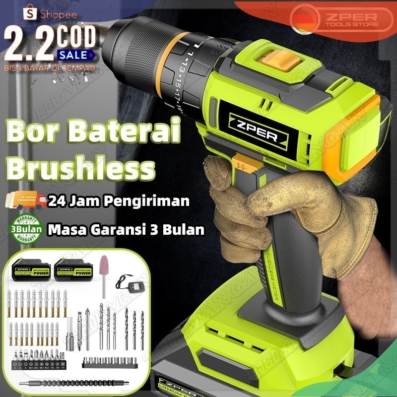 Jual [ COD ] Mesin Bor Cordless Motor Tanpa Arang Bor Cordless ...