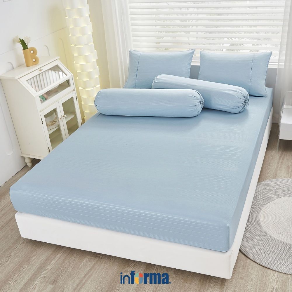 Jual Informa 180X200 cm Set 5 Pcs Seprai King Microfiber Emboss - Biru ...