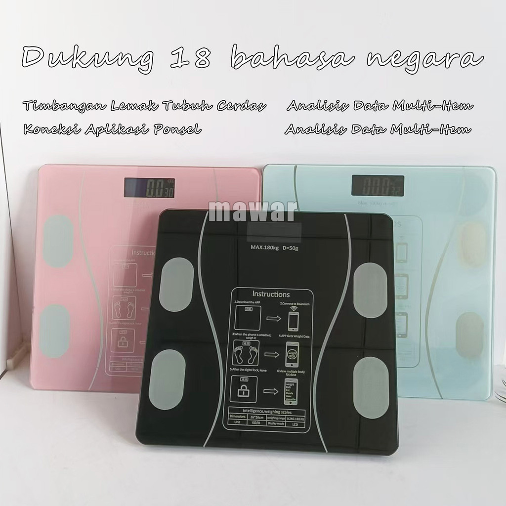Jual Timbangan Berat Badan Digital Pintar Kesehatan Tubuh Alat Ukur ...