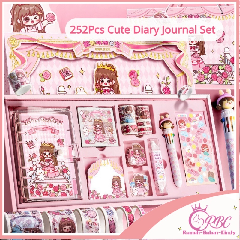 Jual 【Penjual Lokal】252pcs Cute Diary Journal Set Korea Style Cute ...