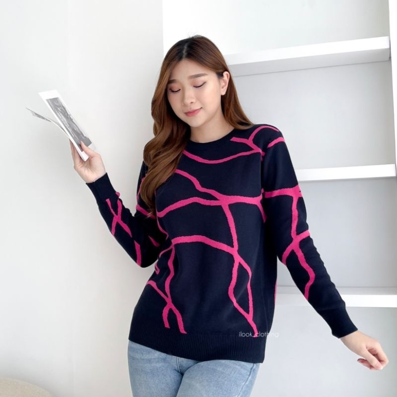 Jual BELLA KNIT TOPS atasan rajut katun halus adem lembut sweater cewe tangan panjang hijab ...