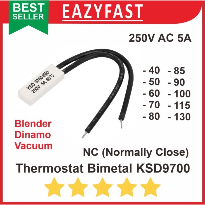 Jual Thermostat Bimetal NC KSD9700 250V AC 5A Thermal Thermo Fuse KSD 9700 | Shopee Indonesia