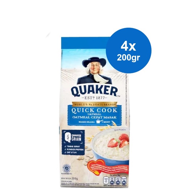 Jual Quaker Quick Cook Oatmeal 200 gr x 4 | Shopee Indonesia