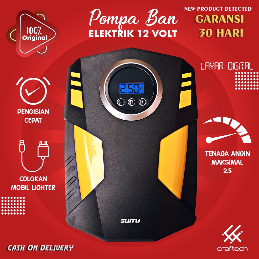Jual ST-5002 Kompresor Pompa Digital 12v 35LPM ban mobil isi cepat ...