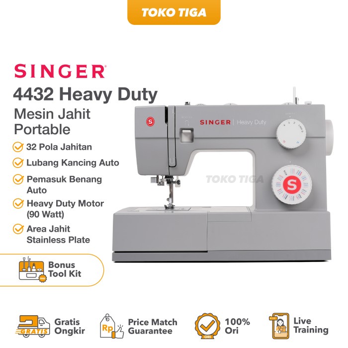 Jual [PROMO] Mesin Jahit SINGER 4432 Heavy Duty (Portable Multifungsi ...