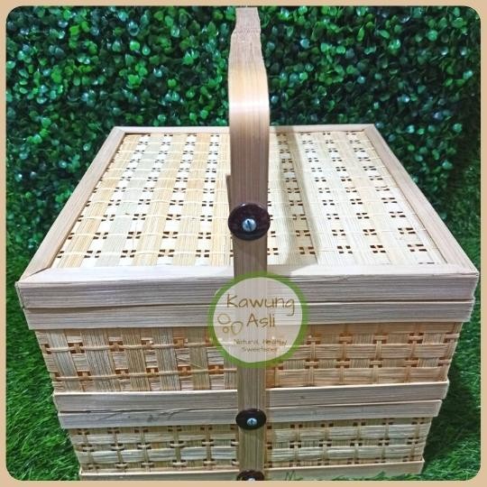 Jual Keranjang Rantang Hampers Anyaman Bambu Kotak Hantaran Pernikahan 2TkD - Bulat Bilik ...