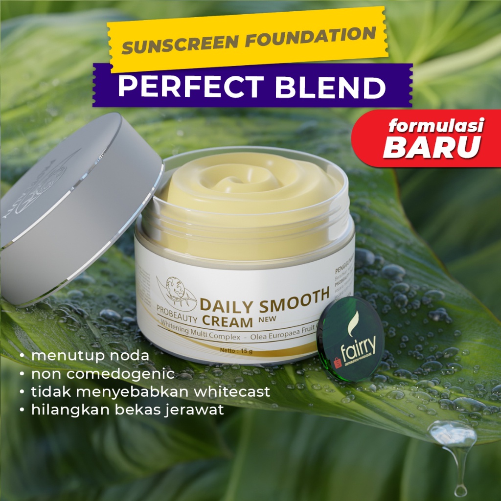 Jual COD PROBEAUTY Daily Smooth Cream | Suncare Foundation spf 30 - Krim Siang Alas Bedak dengan ...