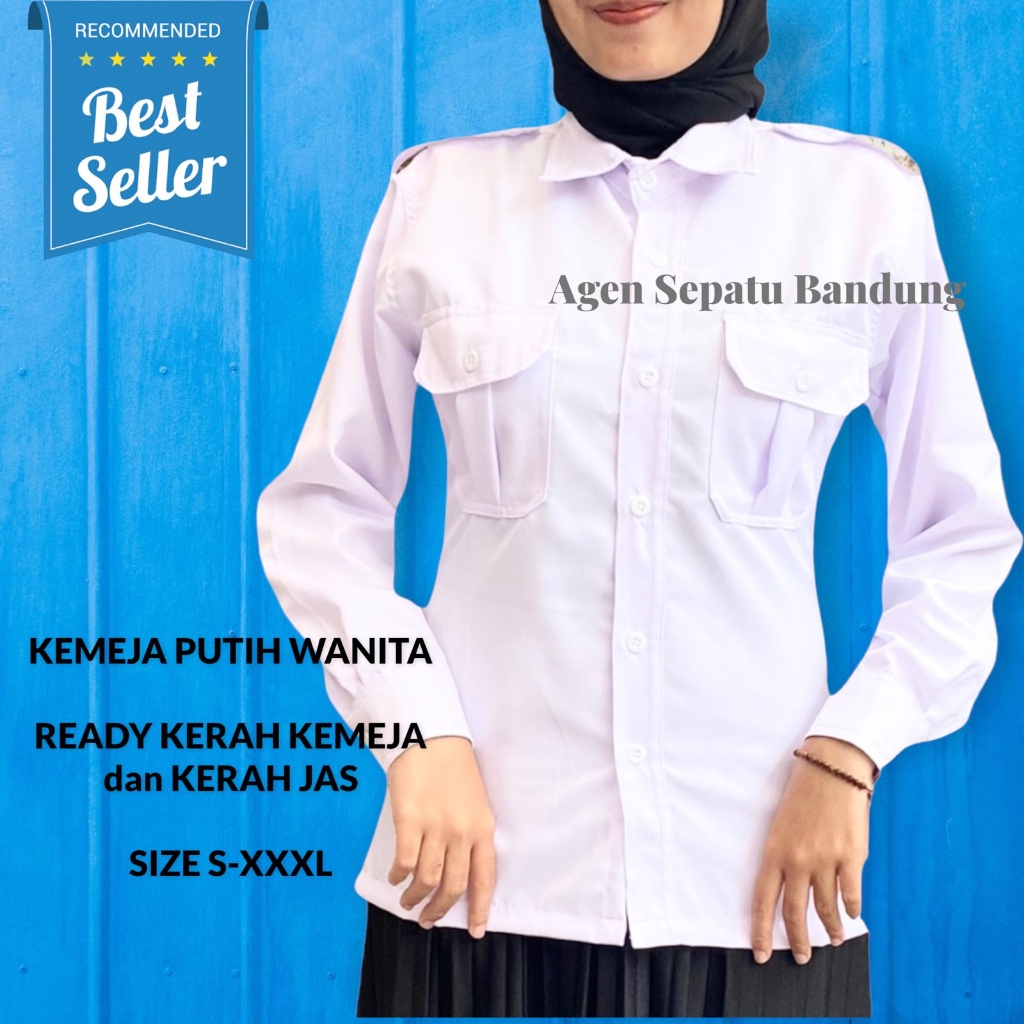Jual COD KEMEJA PUTIH PNS WANITA / BAJU PNS CEWEK / KEMEJA DINAS ...