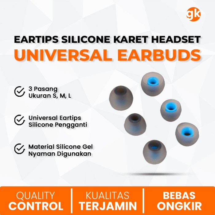 Jual Universal Earbuds Eartips Silicone Gel Cadangan Ganti Karet ...