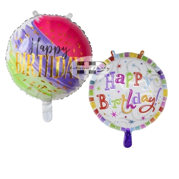 Jual Balon Foil Bulat Happy Birthday Motif / Balon Happy Birthday ...