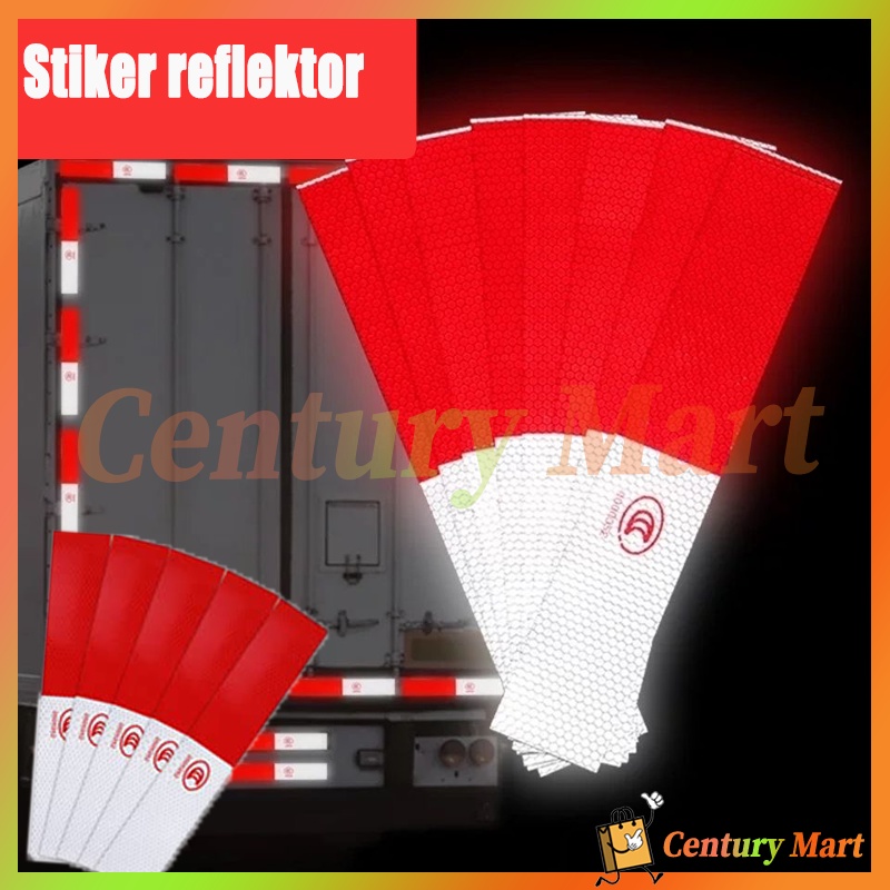 Jual 20pcs sticker pemantul cahaya merah putih plang /Sticker Safety ...