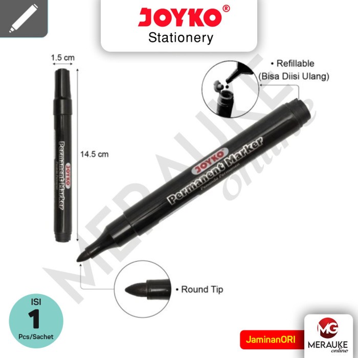 Jual JOYKO Spidol Permanen / Permanent Marker Round Tip Refillable ...