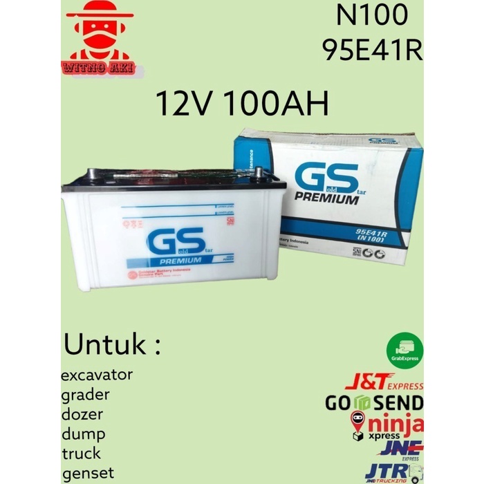 Jual battery aki GS n100 12v 100ah basah 95e41r | Shopee Indonesia
