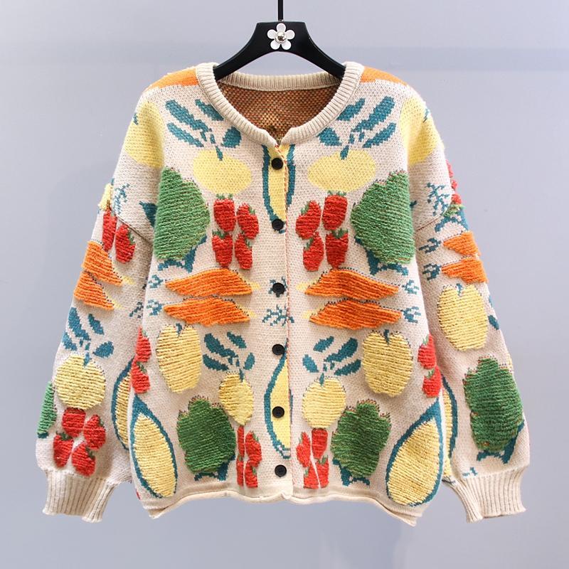 Jual Women's retro versatile knitted vegetable flower towel embroidered ...