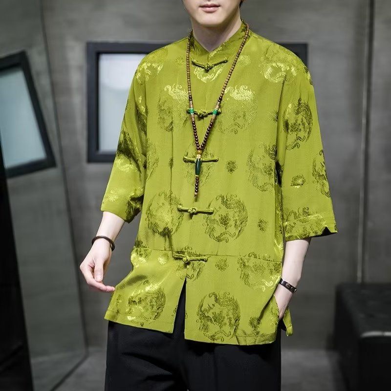 Jual New Fashion Chinese Button Tang Dynasty Hanfu Shirt for Men ...