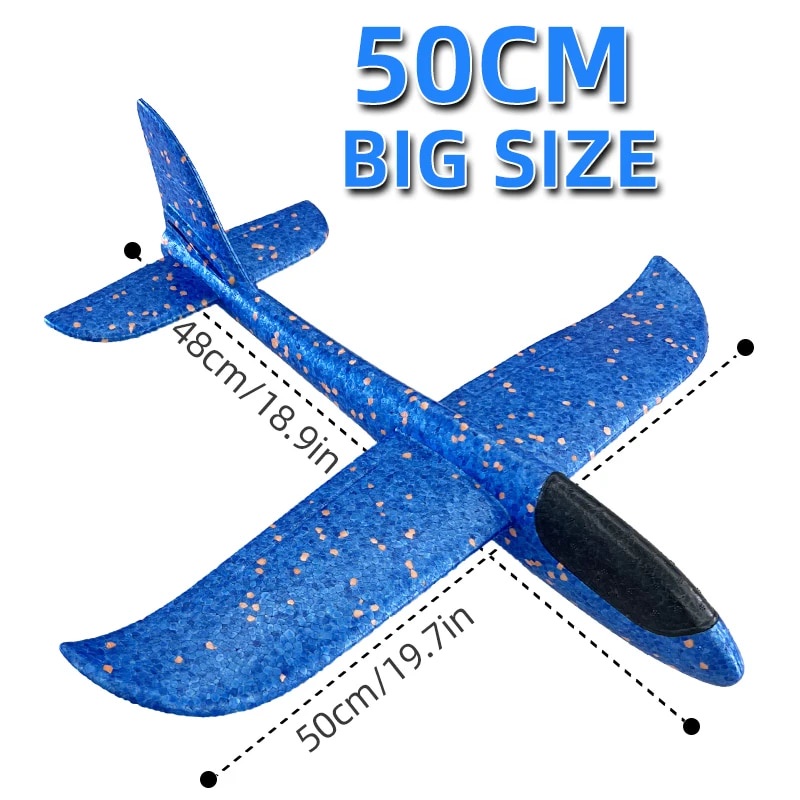 Jual Mainan Kapal Pesawat Udara Busa 50CM Big Foam Plane Glider Hand ...