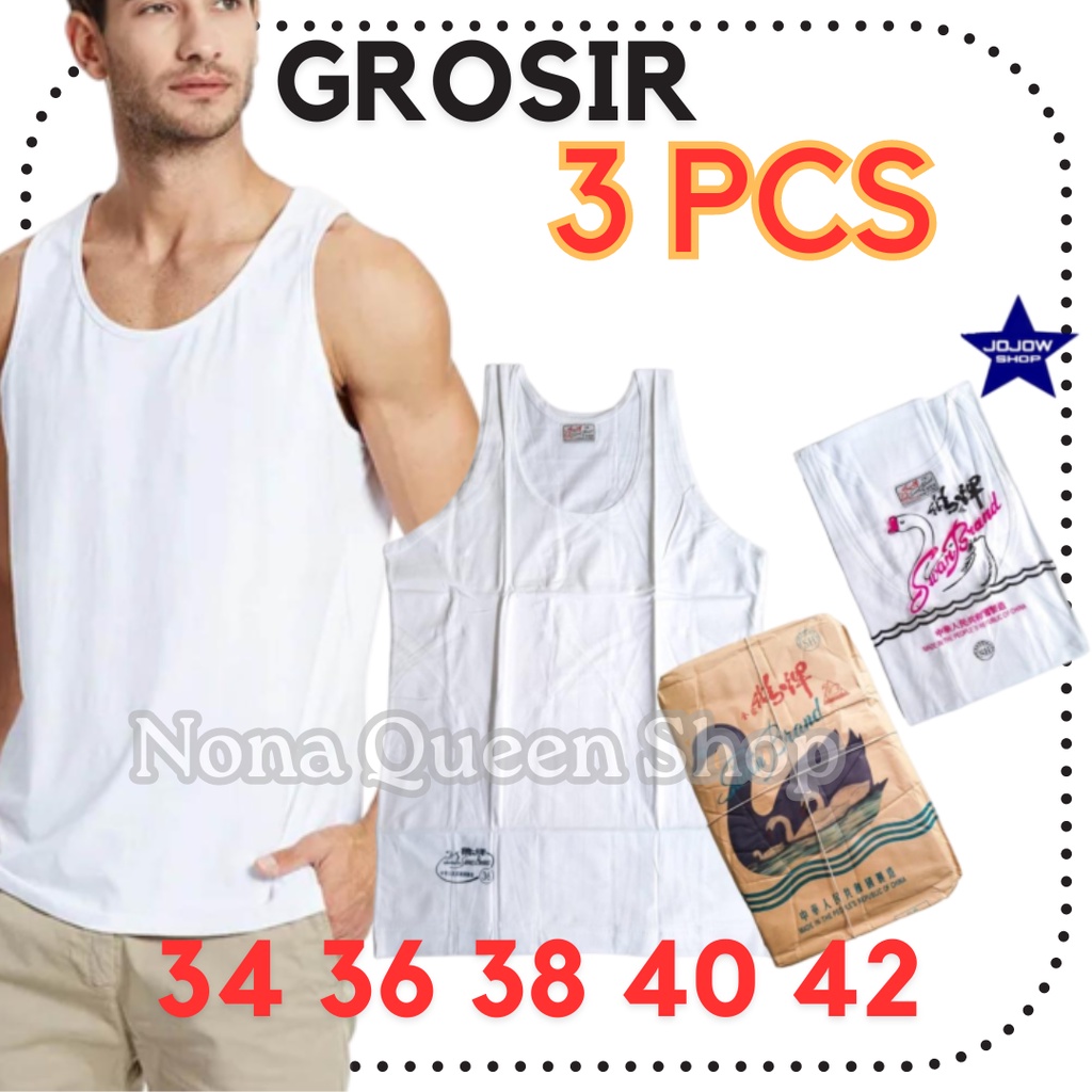 Jual 3 pcs Singlet Pria Dewasa Swan Kaos Dalam Pria Swan Singlet Swan ...