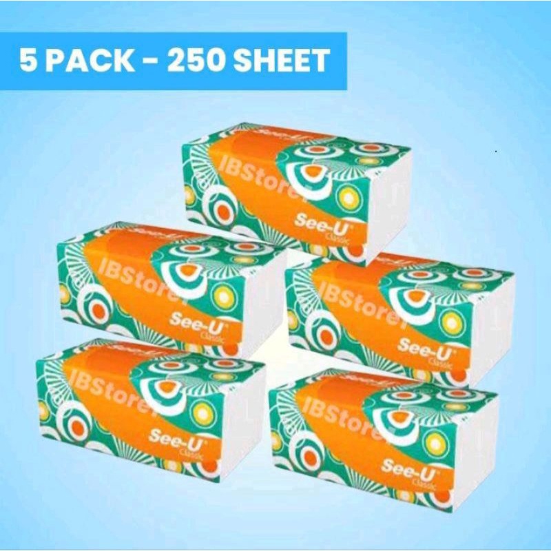 Jual ( PAKET 5pcs ) Tissue Murah SEE U Facial 250 sheets 2 ply Tisu ...