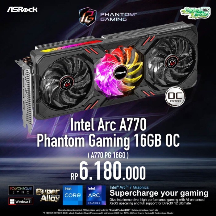 Jual ASROCK Intel Arc A770 Phantom Gaming 16GB OC | Shopee Indonesia