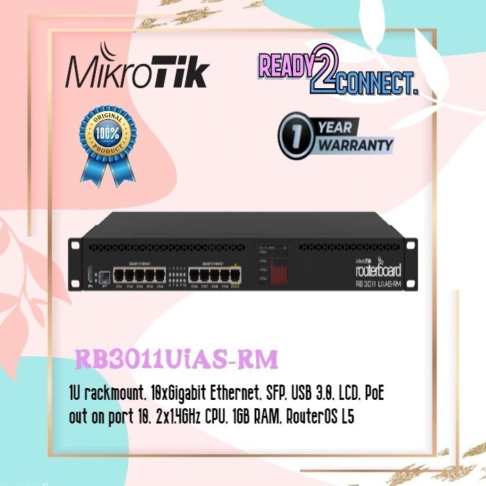Jual MIKROTIK RB3011UiAS-RM 1 Port SFP, 1 USB , RouterOS L5, Rackmount ...
