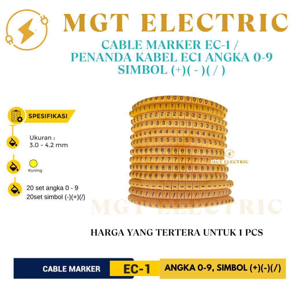Jual Marker Kabel EC-1 / Cable Marker EC1 / ANGKA SIMBOL 0 - 9 ...