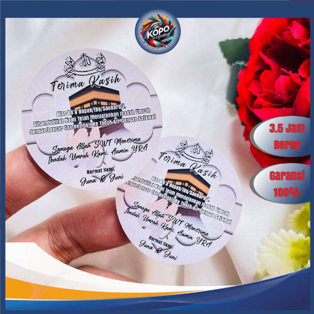 Jual KOPO 2-4 Cetak Print Stiker Bulat Haji Umroh Sticker Label Custom ...