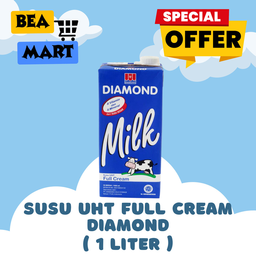 Jual Diamond Milk Full Cream 1 Liter | Susu UHT Putih / Plain / Tawar 1L | Shopee Indonesia