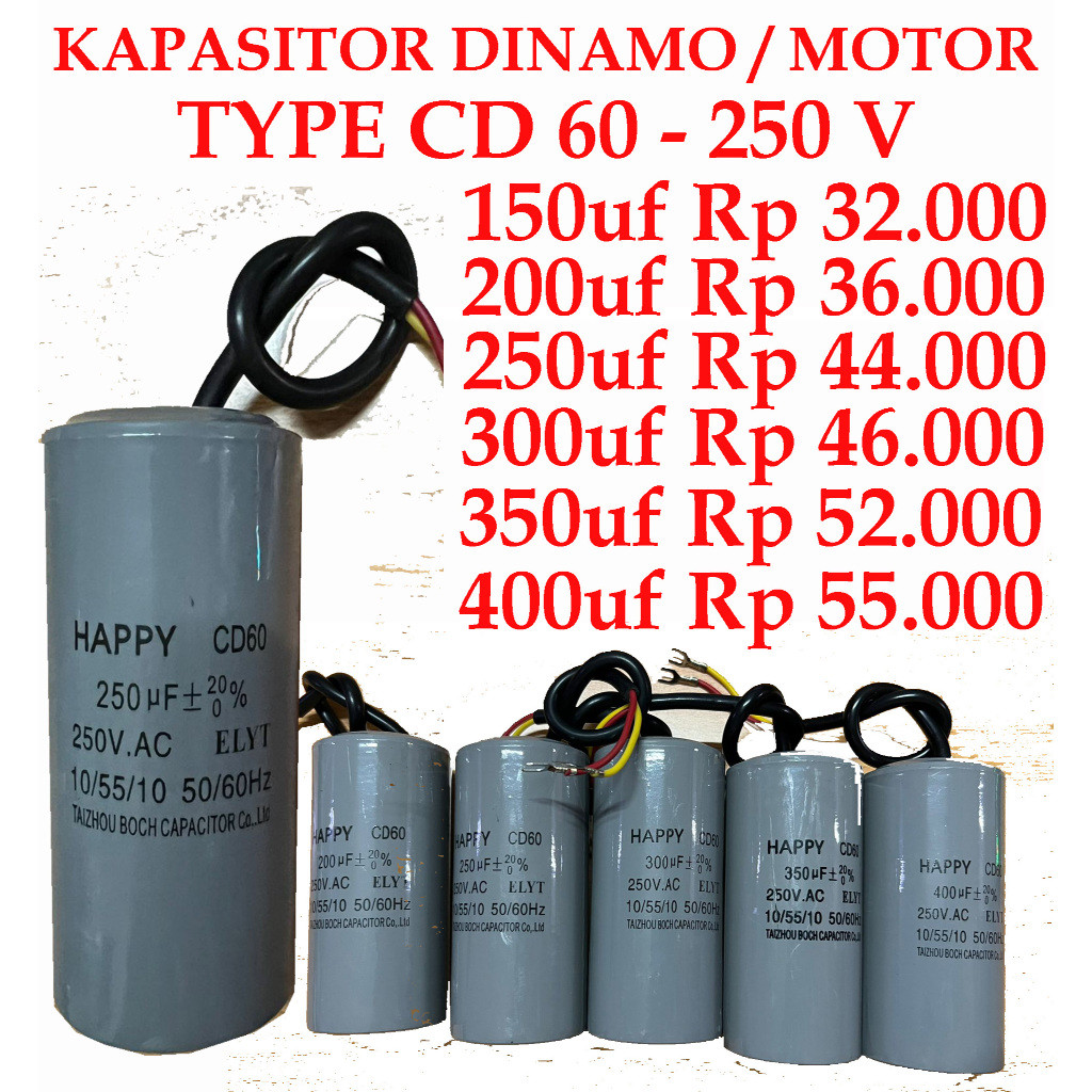 Jual CD60 Kapasitor dinamo Motor 250v Dinamo 200uf 250uf 300uf 350uf 400uf Capacitor Starting ...
