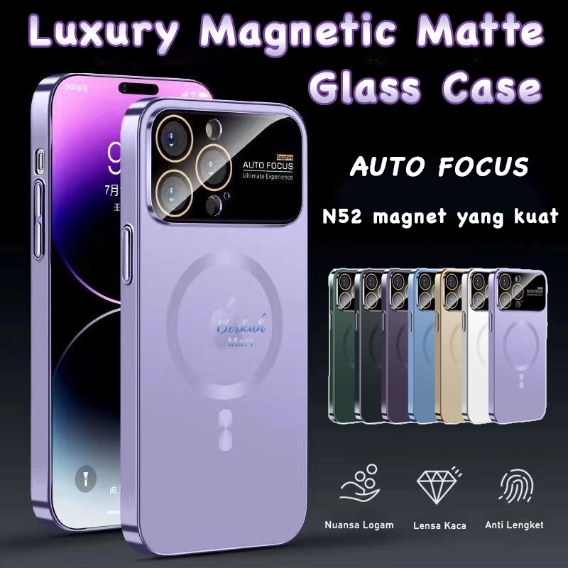 Jual Luxury Magnetic Matte Glass Case for iPhone 12 13 14 Pro 12 13 14 ...