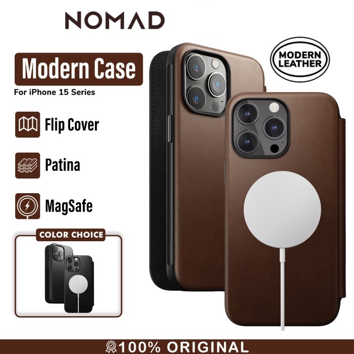 Jual Nomad Modern Leather Horween Folio MagSafe Casing Flip Case iPhone ...