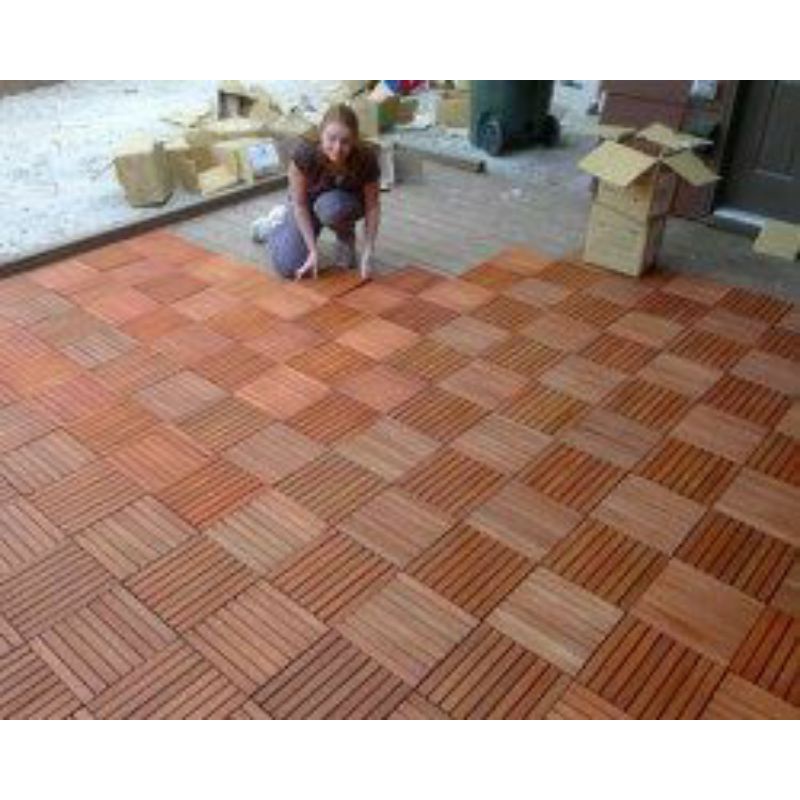 Jual LANTAI KAYU JATI UBIN KAYU DECKING 9LINE COATING PALING BAGUS kode ...