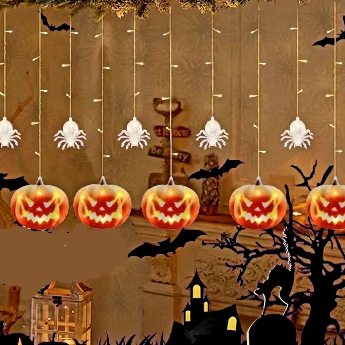 Jual Lampu Tirai Labu Halloween Dekorasi Haloween Pumpkin Jack O ...