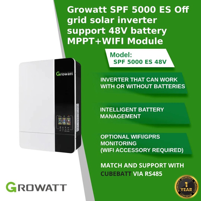 Jual INVERTER HYBRID OFFGRID GROWATT SPF 5000 ES + WiFi | Shopee Indonesia
