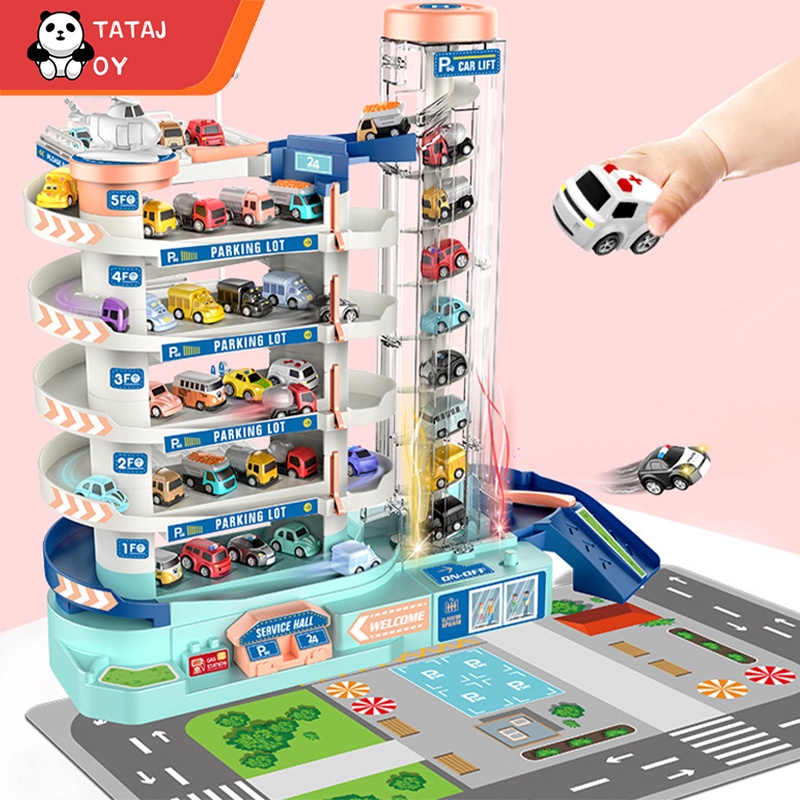 Jual Tatajoy City Parking Lot Rail Mobil DIY Car Lot 4 Lantai 6 Lantai ...