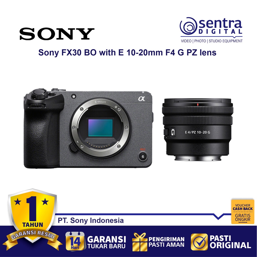 Jual Sony FX30 Cinema Camera Body Only with E 10-20mm F/4 G PZ Lens ...