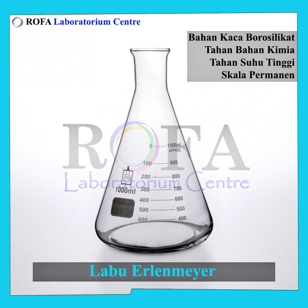 Jual Labu Erlenmeyer / Erlenmeyer Flask / Conical Glass Pyrex 1000 mL ...