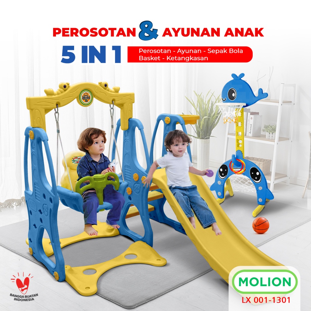 Jual MOLION Perosotan Ayunan Set Karakter Mainan Seluncuran Anak ...