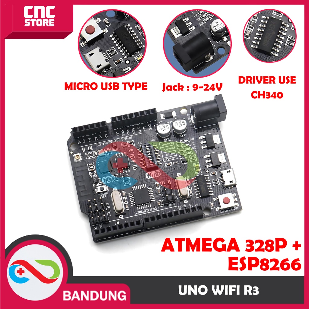 Jual ARDUINO UNO WIFI R3 ESP82660 32MB FLASH CH340G | Shopee Indonesia