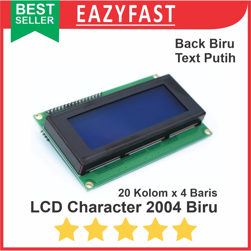 Jual Modul LCD Display Character 2004 20x4 Blue Backlight LED Biru ...