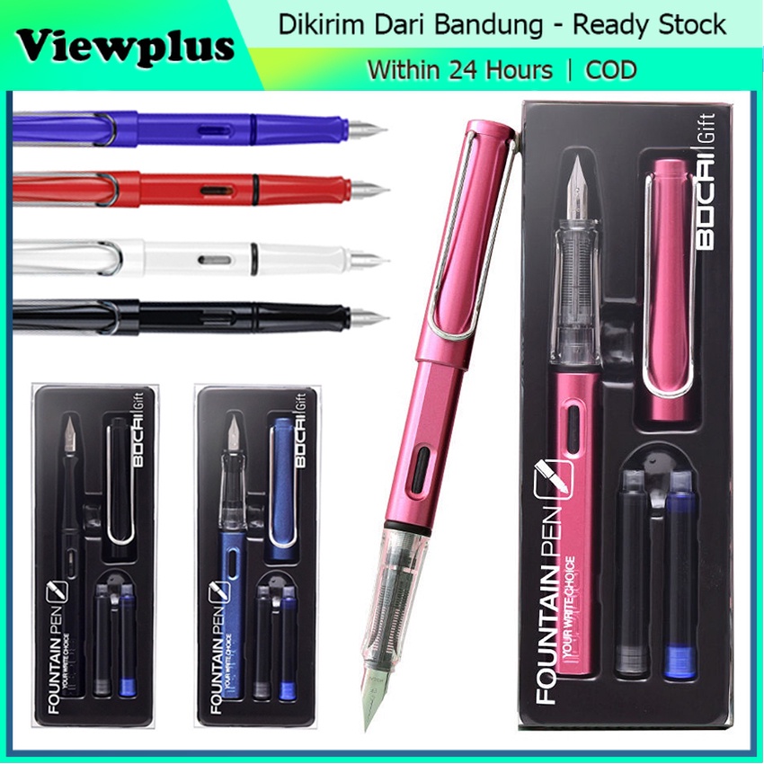 Jual Set Fountain Pen Pena Tinta 0.38mm/0.5mm Refill Tinta Hitam & Biru ...