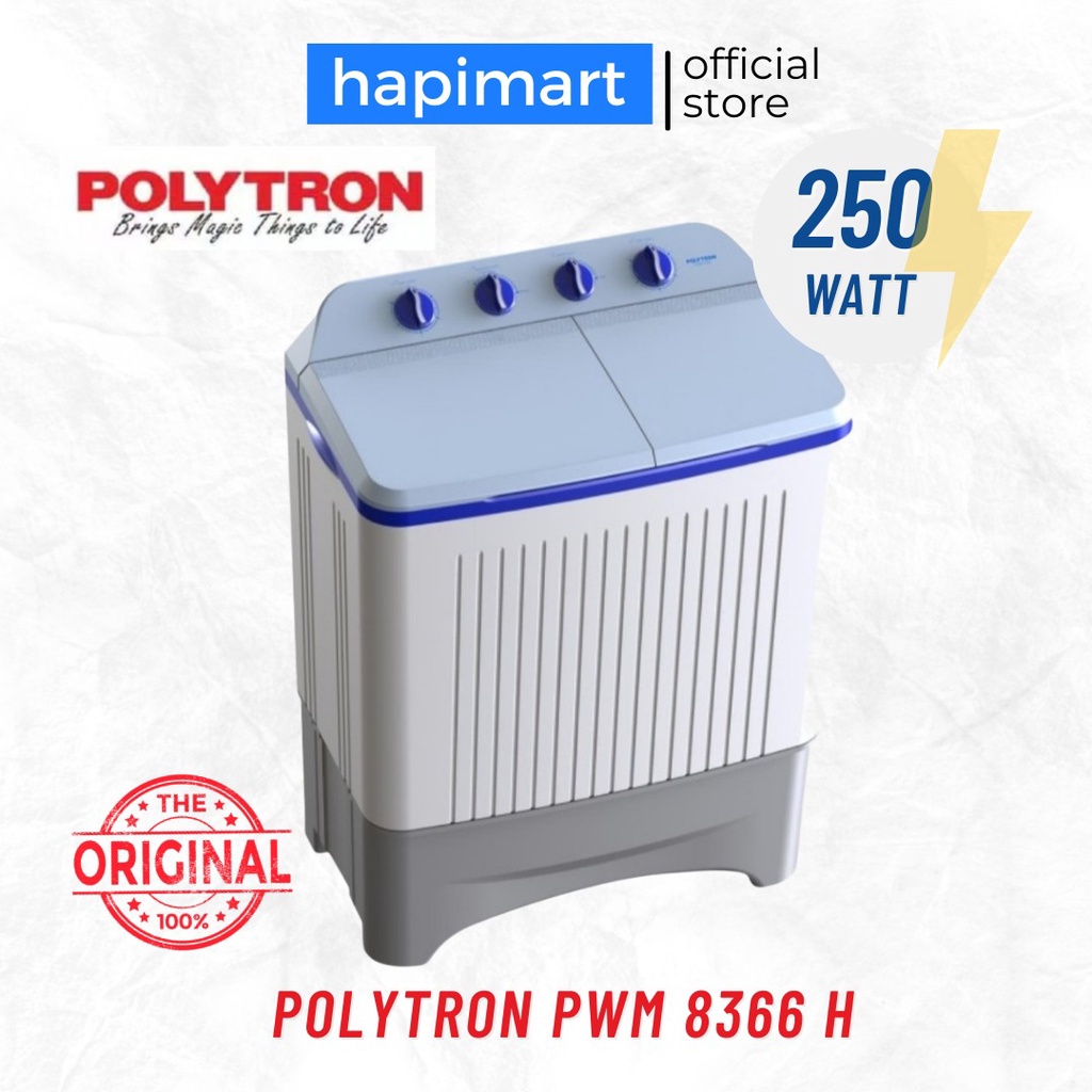 Jual Polytron Mesin Cuci 2 Tabung PWM 8366 H Twin Tub Hijab 8KG 250Watt ...
