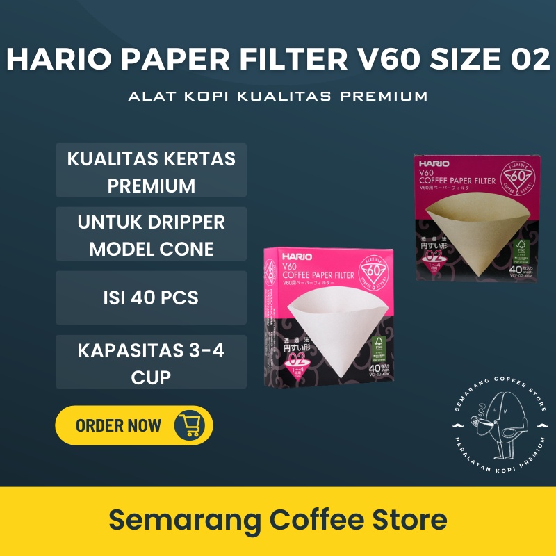Jual PAPER FILTER KERTAS DRIPPER KOPI HARIO V02 PAPER FILTER V60 3-4CUP ...