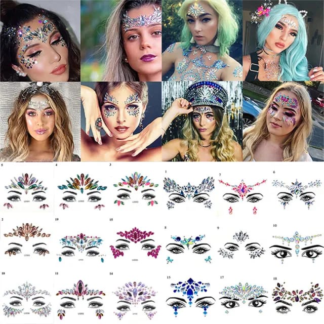 Jual FACE ART PAINTING STICKER WAJAH/RHINESTONES 3D FACE STICKER ...