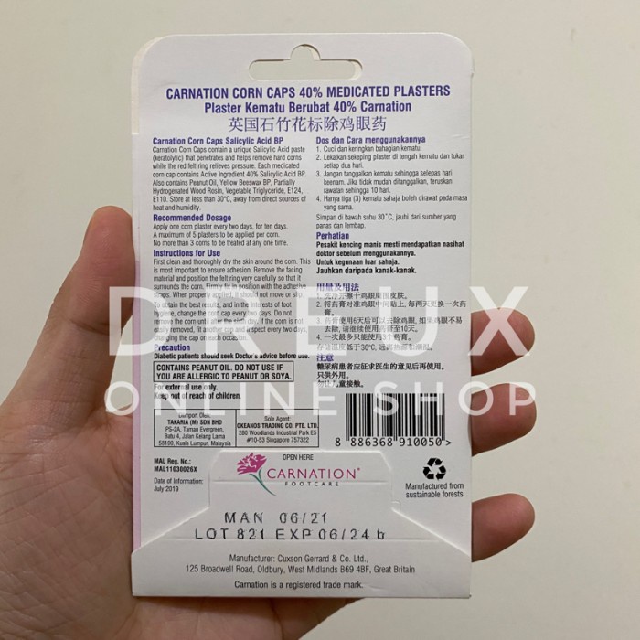 Jual CARNATION Footcare CORN CAPS 5 Medicated Plasters / Pack | Shopee ...