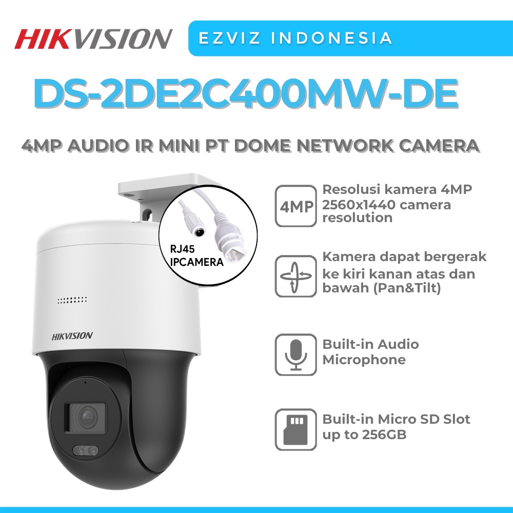 Jual HIKVISION DS-2DE2C400MW-DE 4MP AUDIO IR MINI PT DOME NETWORK CAMERA | Shopee Indonesia